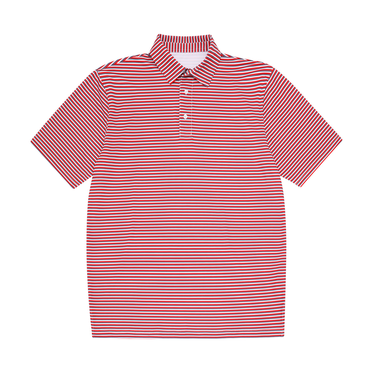 Crimson, Grey, & White Stripe Polo – Meripex Apparel